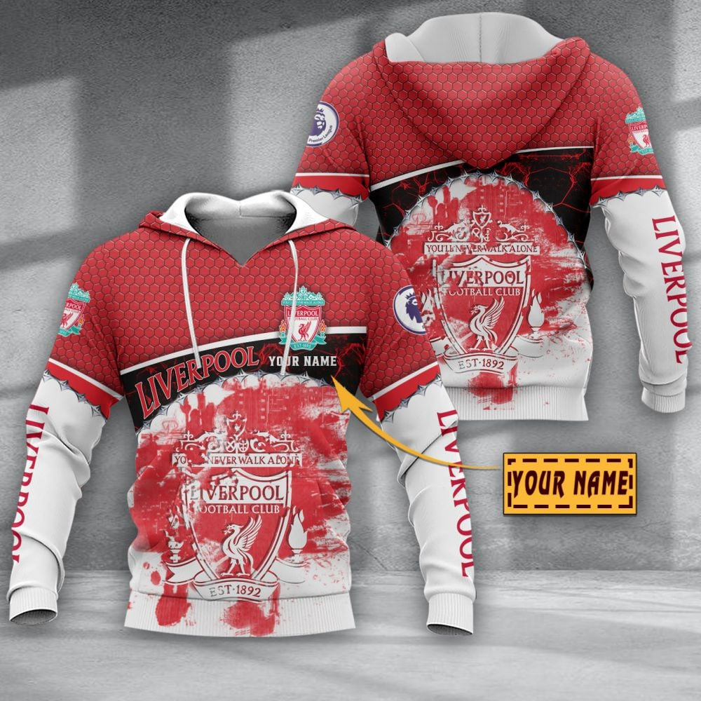 Liverpool FC Custom Name Sporty Style Pullover Hoodie